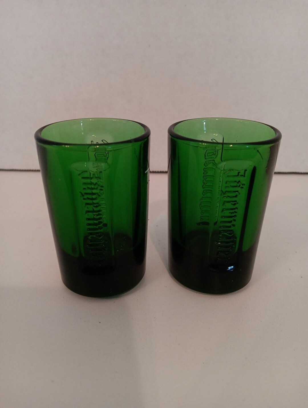 2 Jagermeister Emerald Green Shot Glass . Mint Condition. - Etsy