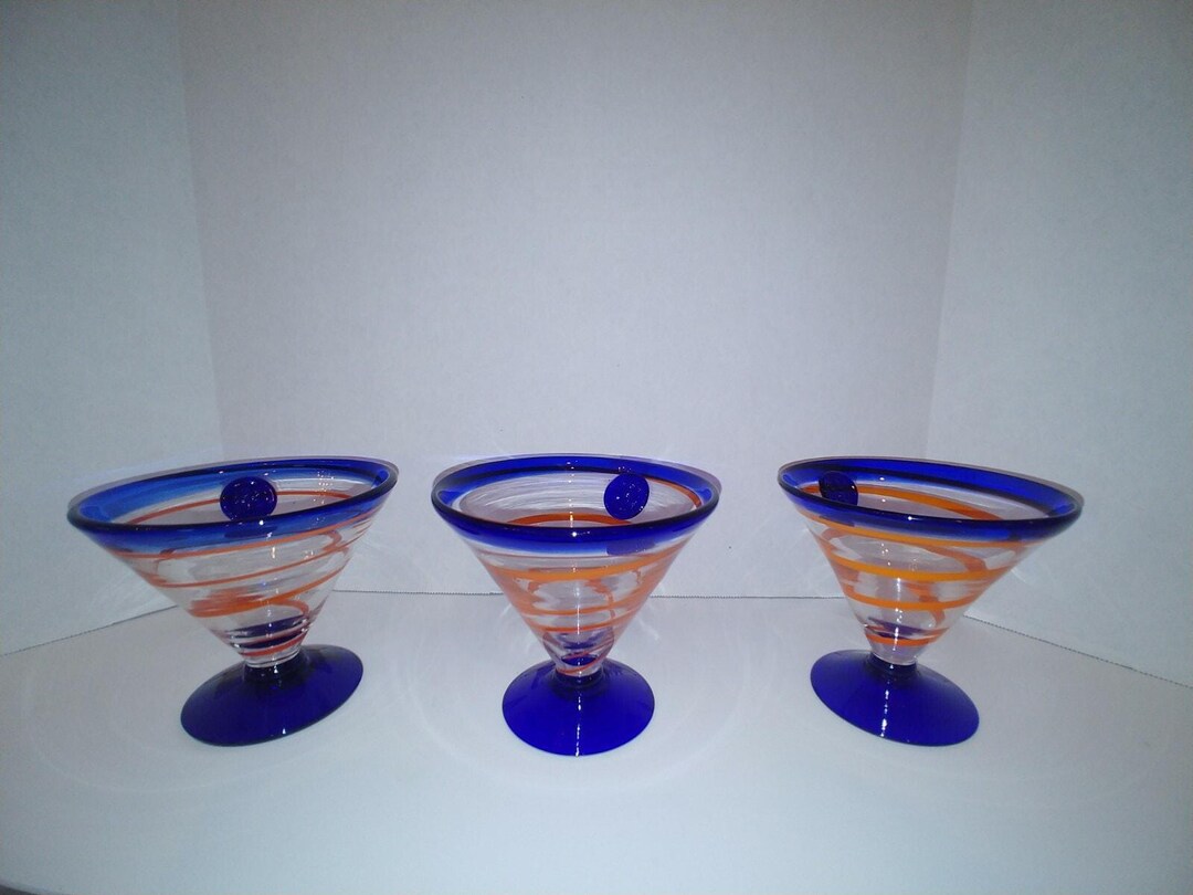 3 Kosta Boda Royal Caribbean Cobalt Blue Martini Bar Glasses. Mint. - Etsy
