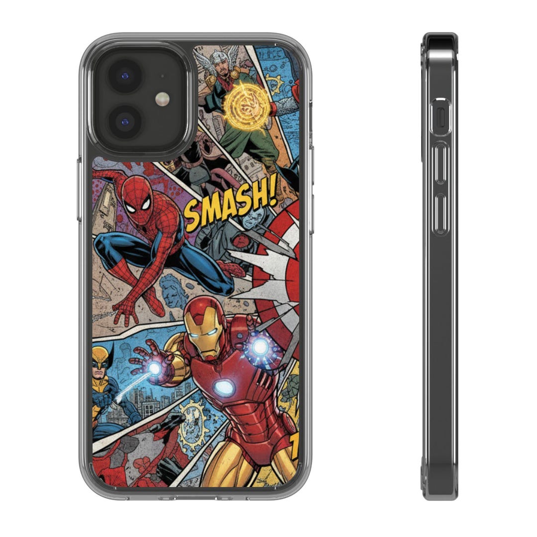 Comic Superhero Smash Graphic Phone Case | Clear Case Marvel Spiderman ...