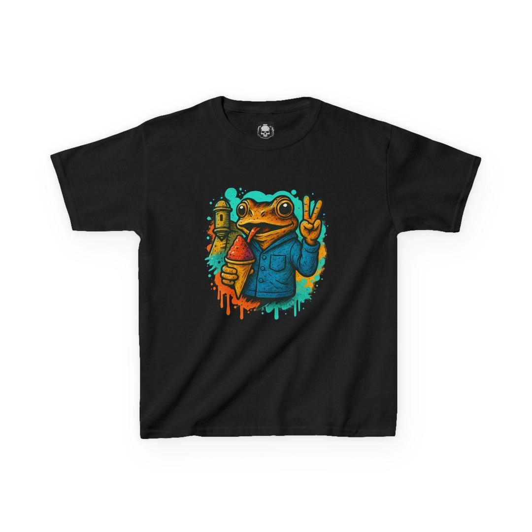 Puerto Rico Concho Cool Frog Kids Tee With Peace Sign, Fun Summer Shirt ...