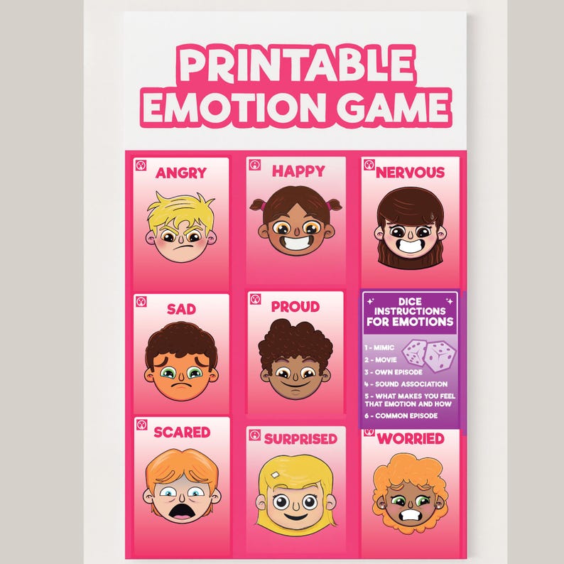 Printable Emotions Dice Game: Fun Family Therapy, SEL Activity (PDF ...