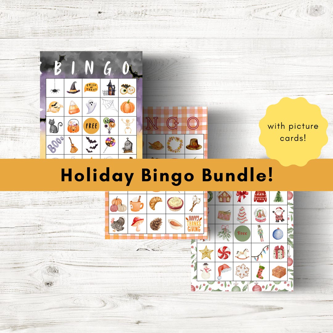 Watercolor Holiday Bingo Cards – Digital Download (halloween ...