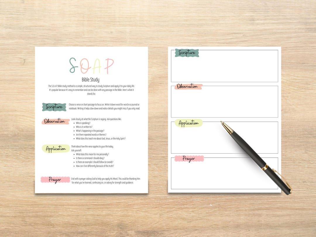 SOAP Bible Study Printable Template: Scripture, Observation ...