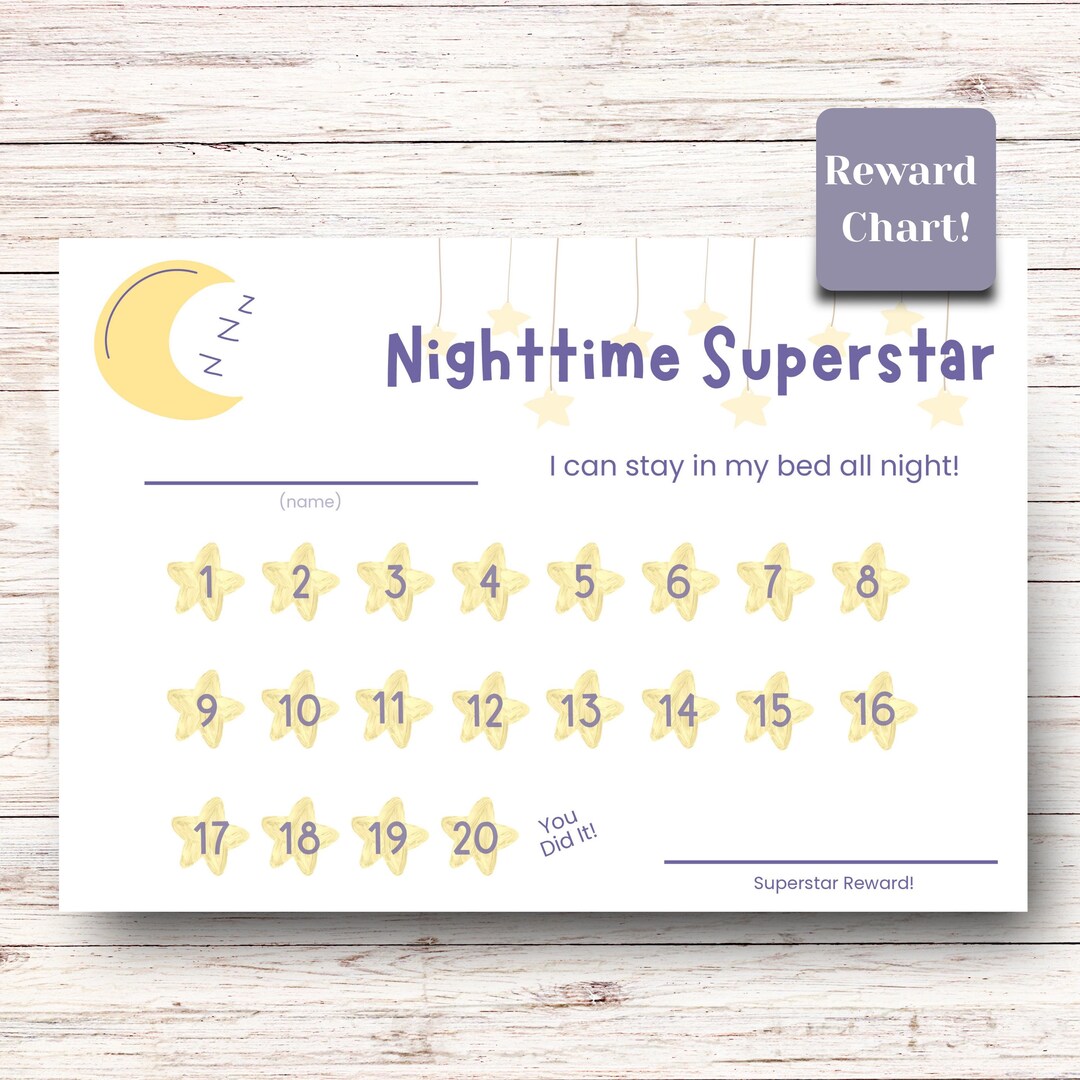 Kids Bedtime Reward Chart: Printable Sleeping Tracker (PDF Download 8 ...