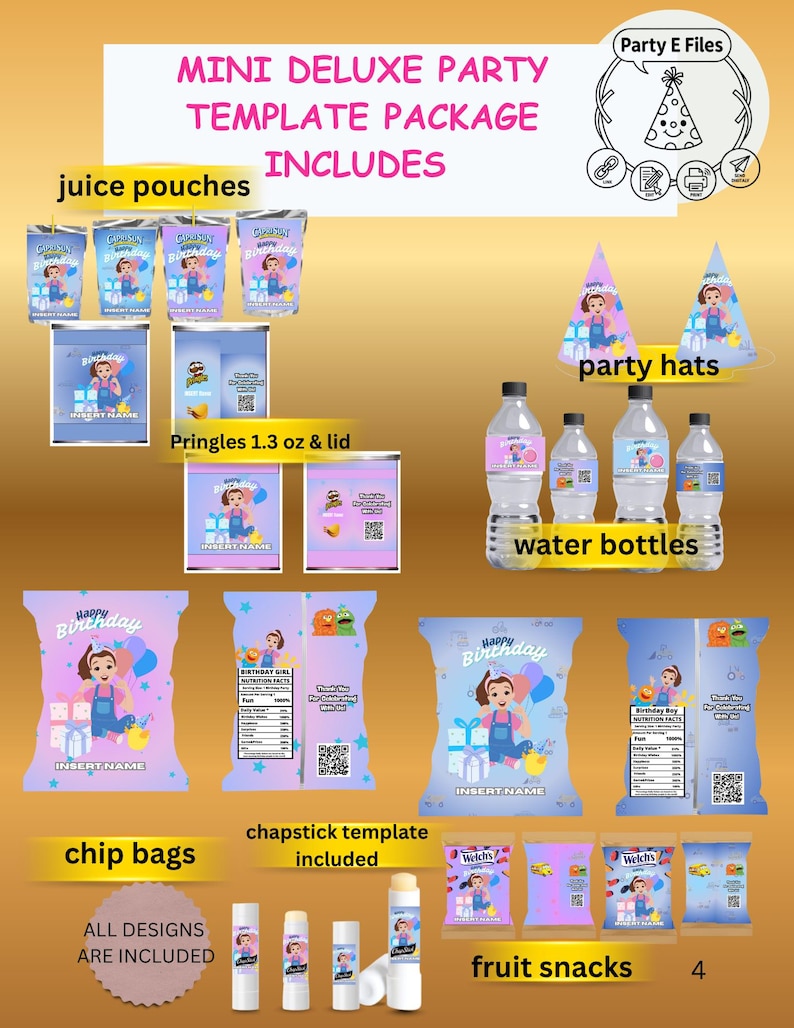 Ms Rachel Birthday Bundle Boy and Girl Design Template Personalize DIY ...