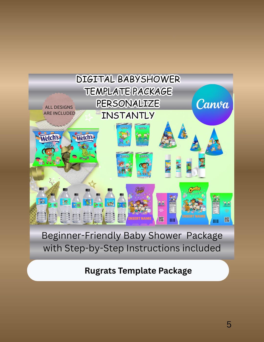 Rugrats Deluxe Party Template Package DIY Party Favors Water, Juice ...