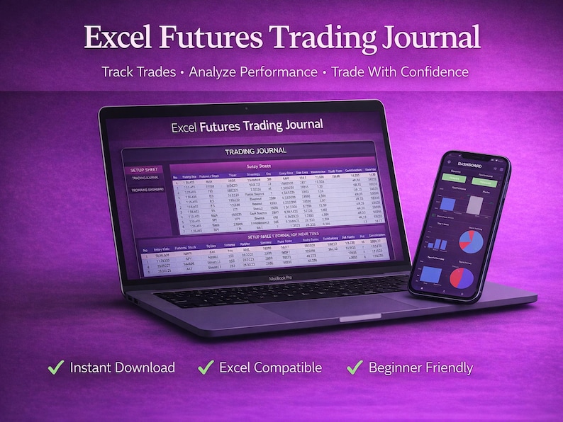 Futures Trading Journal Excel Spreadsheet | Trade Log & PNL Tracker ...