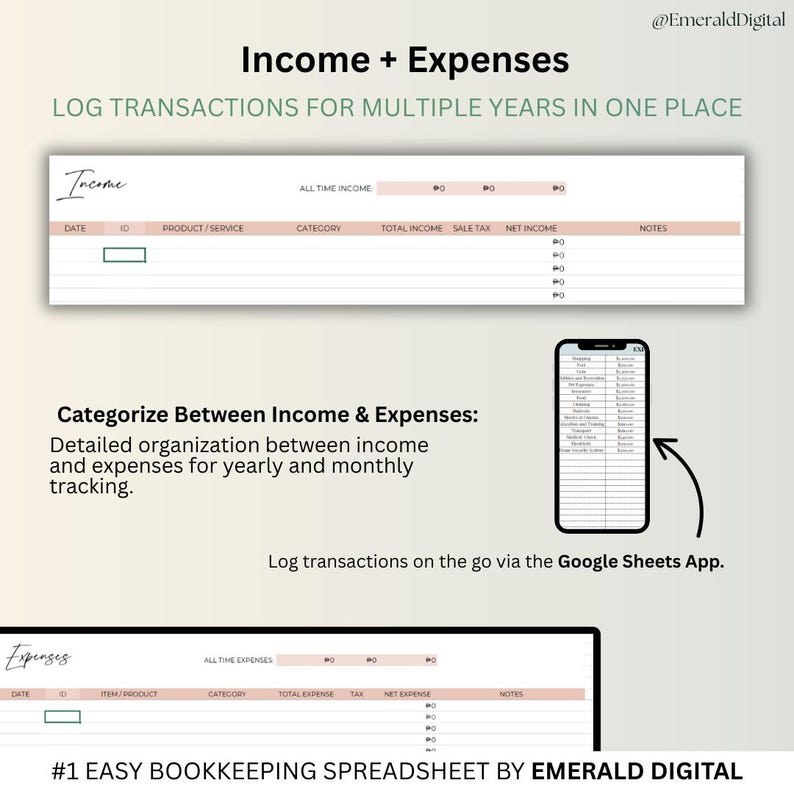 Easy Bookkeeping Spreadsheet Excel | Simple Small Business Accounting ...