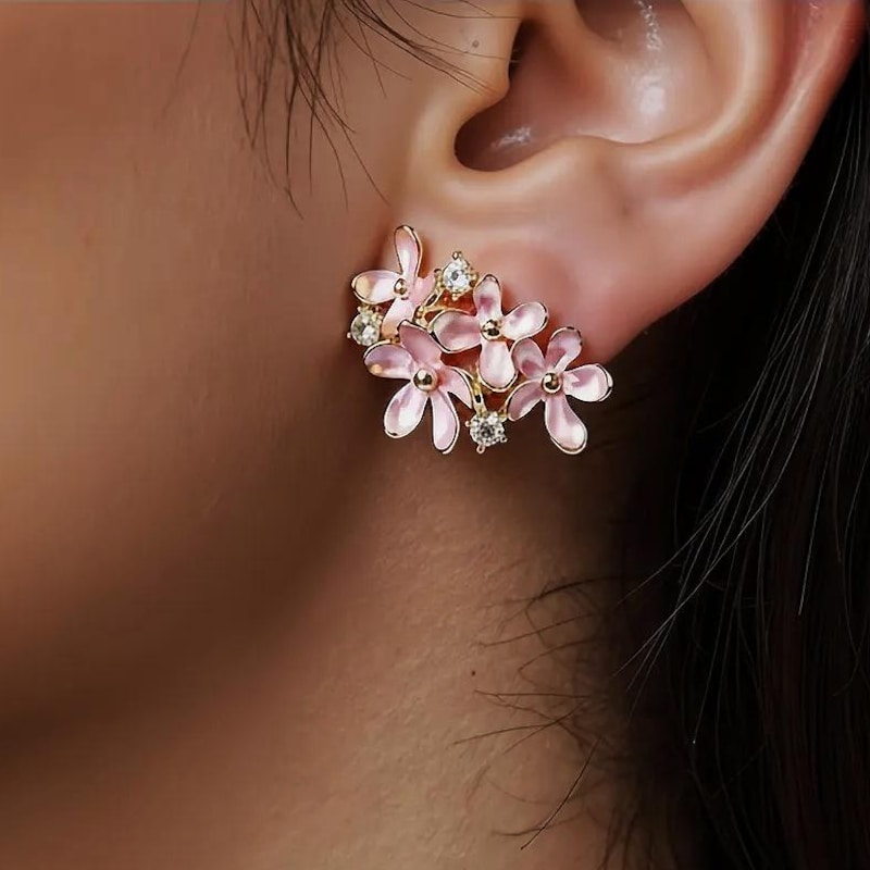 Pink Flower Earrings - Etsy