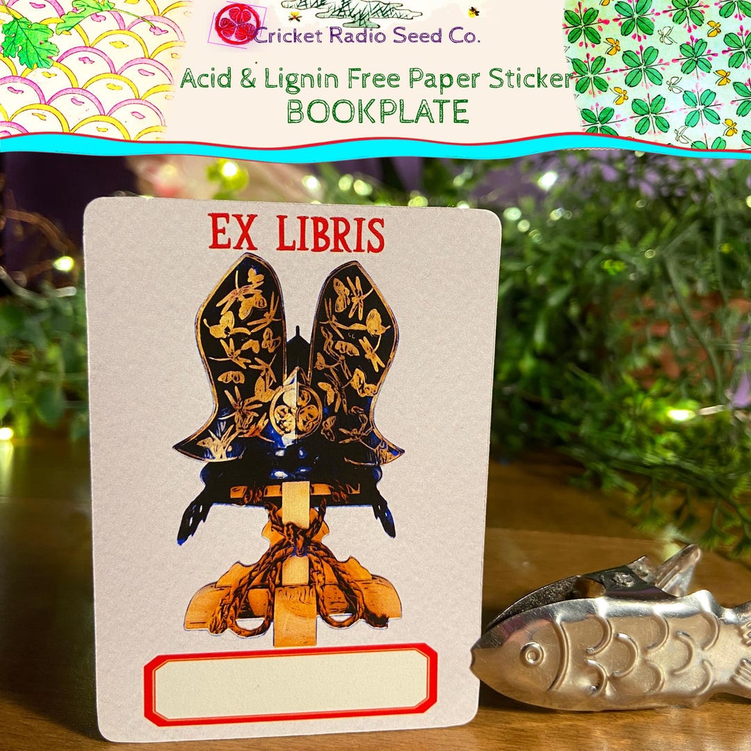 Ex Libris Bookplate Sticker Set Acid Free 2.5x3.5 Bookplate Kabuto ...