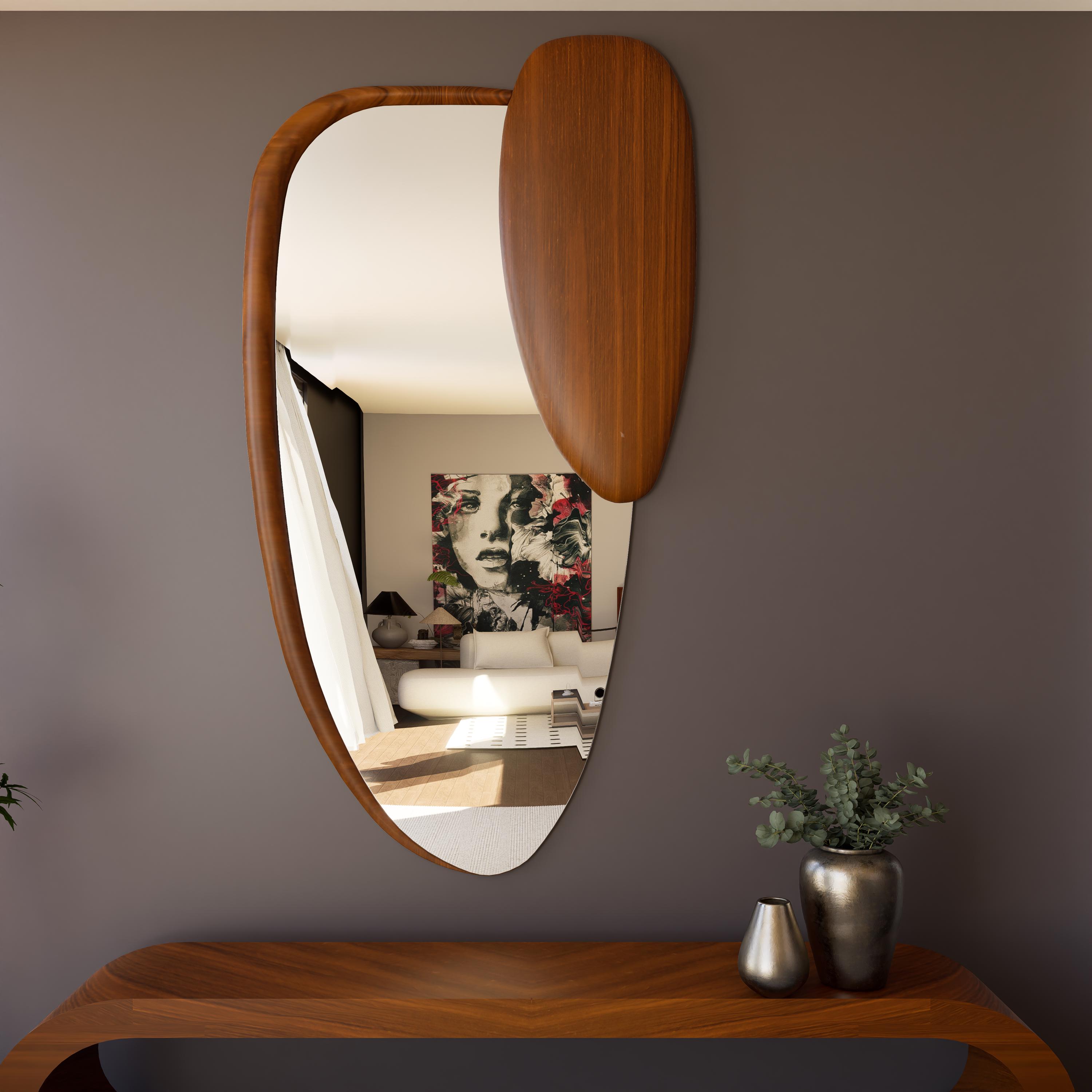 Wavy Asymmetrical Walnut Wall Mirror; Mid Century Modern Decor - Etsy