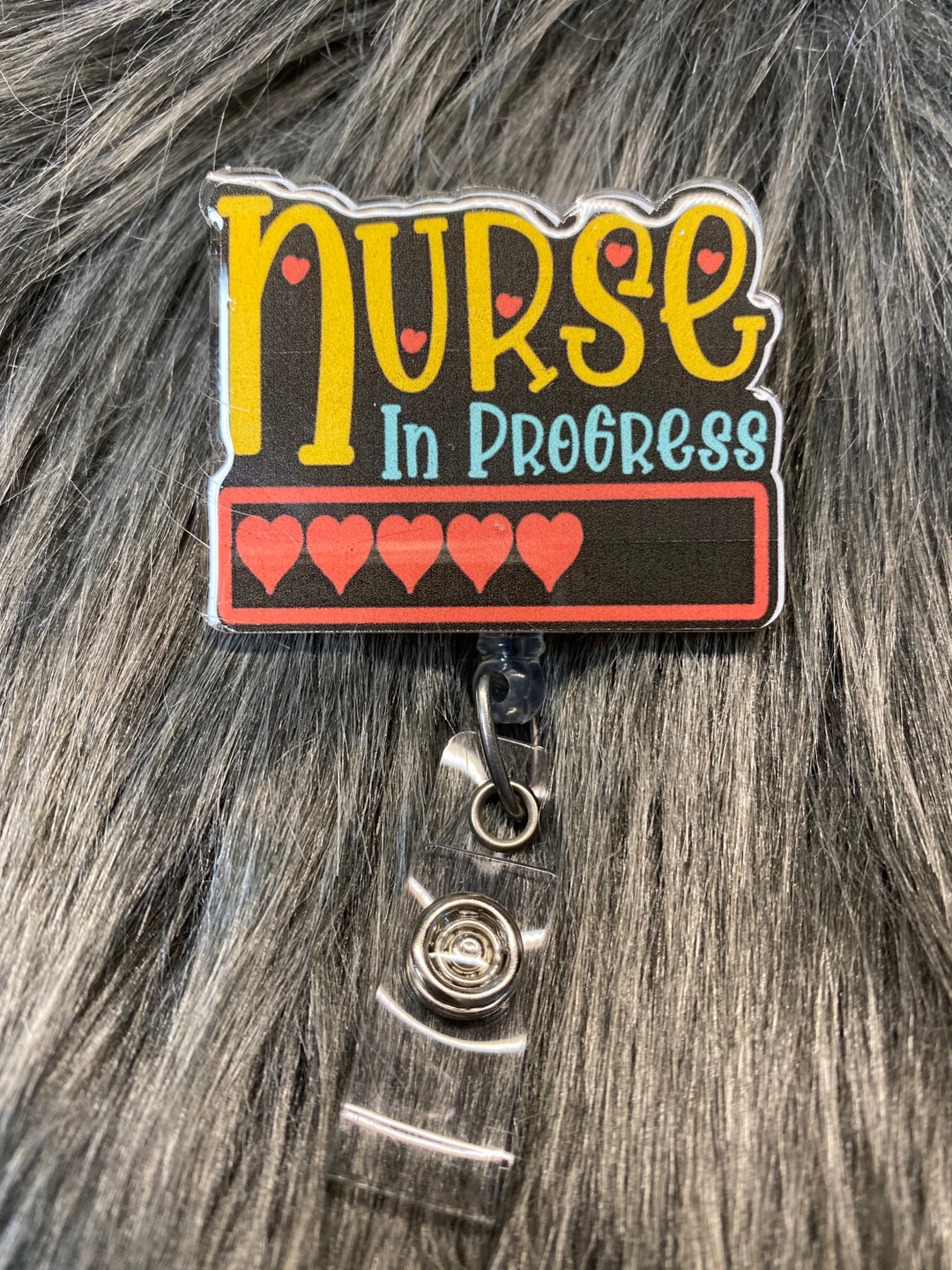 Nurse In Progress Retractable Badge Reel Personalized Badge Reel ...