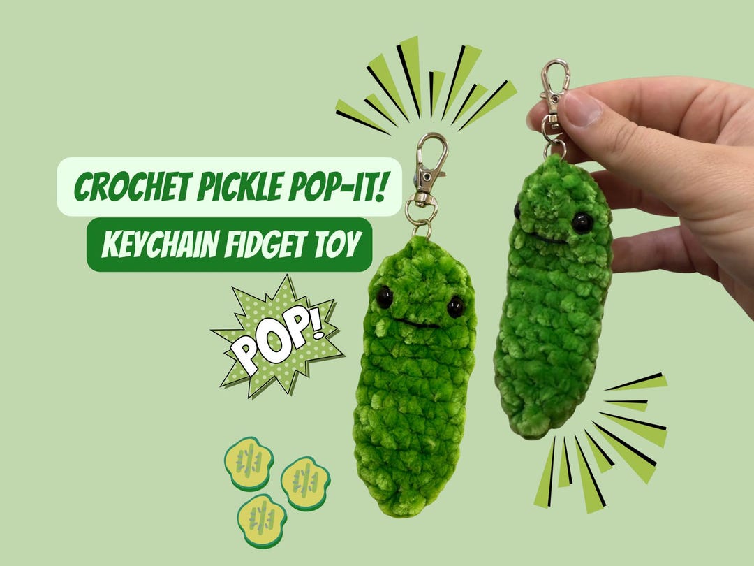 Crochet Pickle Pop It Keychain – Handmade Plush Fidget Toy - Stress ...