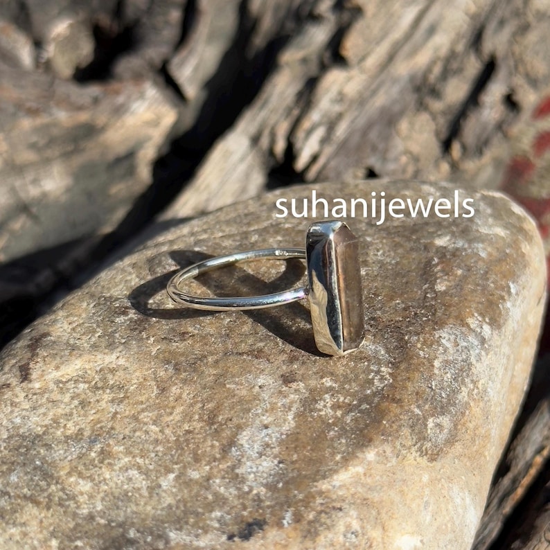 Raw Smokey Quartz 925 Sterling Silver Ring, Gemstone Ring - Etsy UK