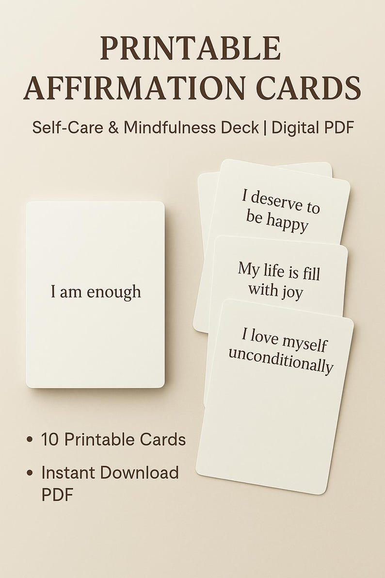 Printable Affirmation Cards | Self-care Mindfulness Deck | Digital PDF ...