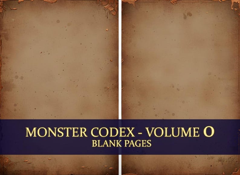 Monster Codex Template | Blank Bestiary Page PNG Digital Download ...