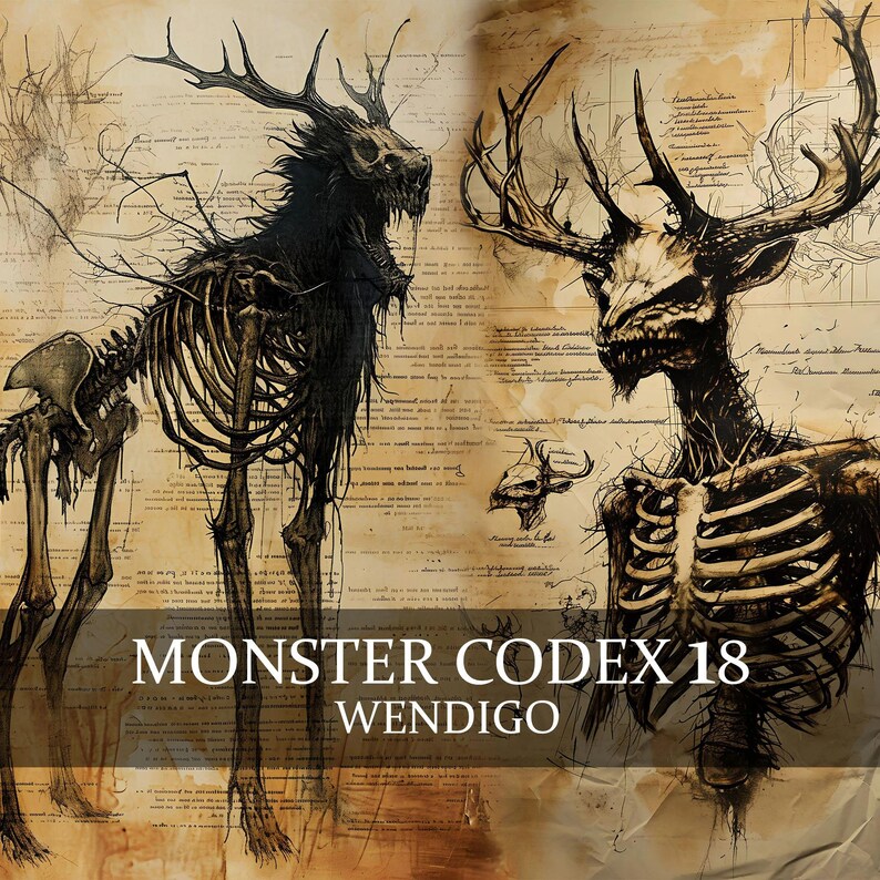 Wendigo Monster Codex Vol 18 | 22 Page Deer God Dark Horror PNG ...