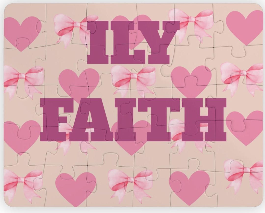 Personalized Kids Puzzle: Pink Hearts & Bows, 30-piece (14x11 In) - Etsy