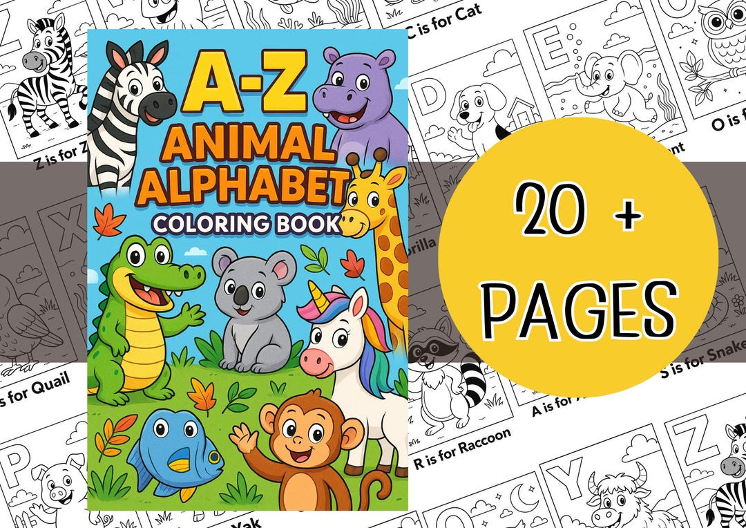 A-Z Animal Alphabet Coloring Book - 26 Printable Pages - Educational ...