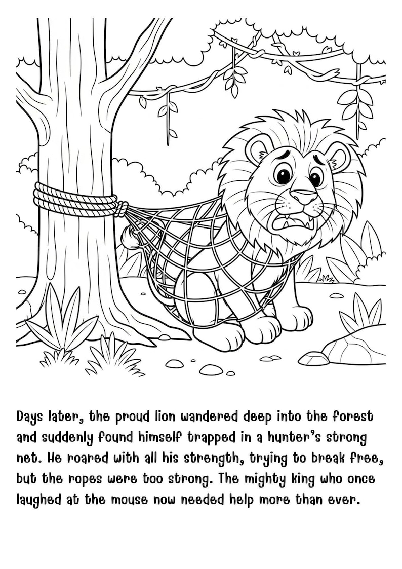 The Lion and the Mouse Coloring Pages | Aesop’s Fable Storybook ...