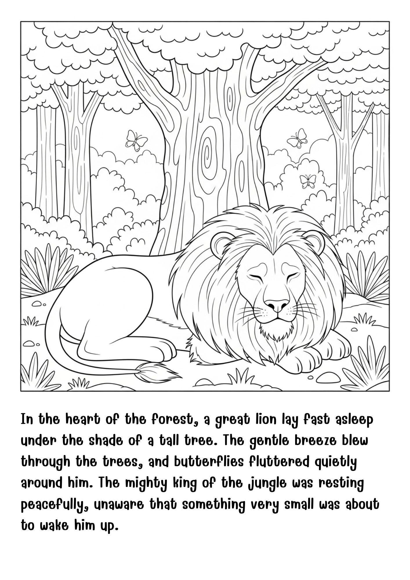 The Lion and the Mouse Coloring Pages | Aesop’s Fable Storybook ...