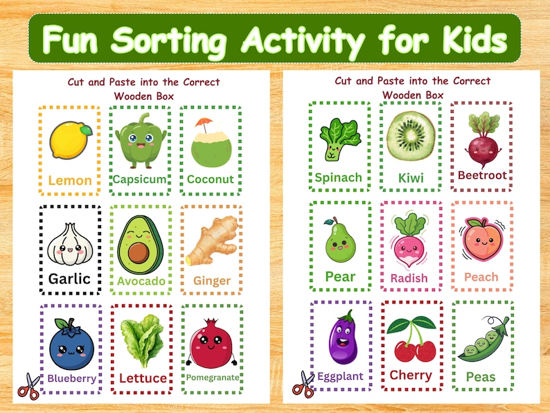 Fruit and Vegetable Sorting Printables, Montessori Toddler Activity ...
