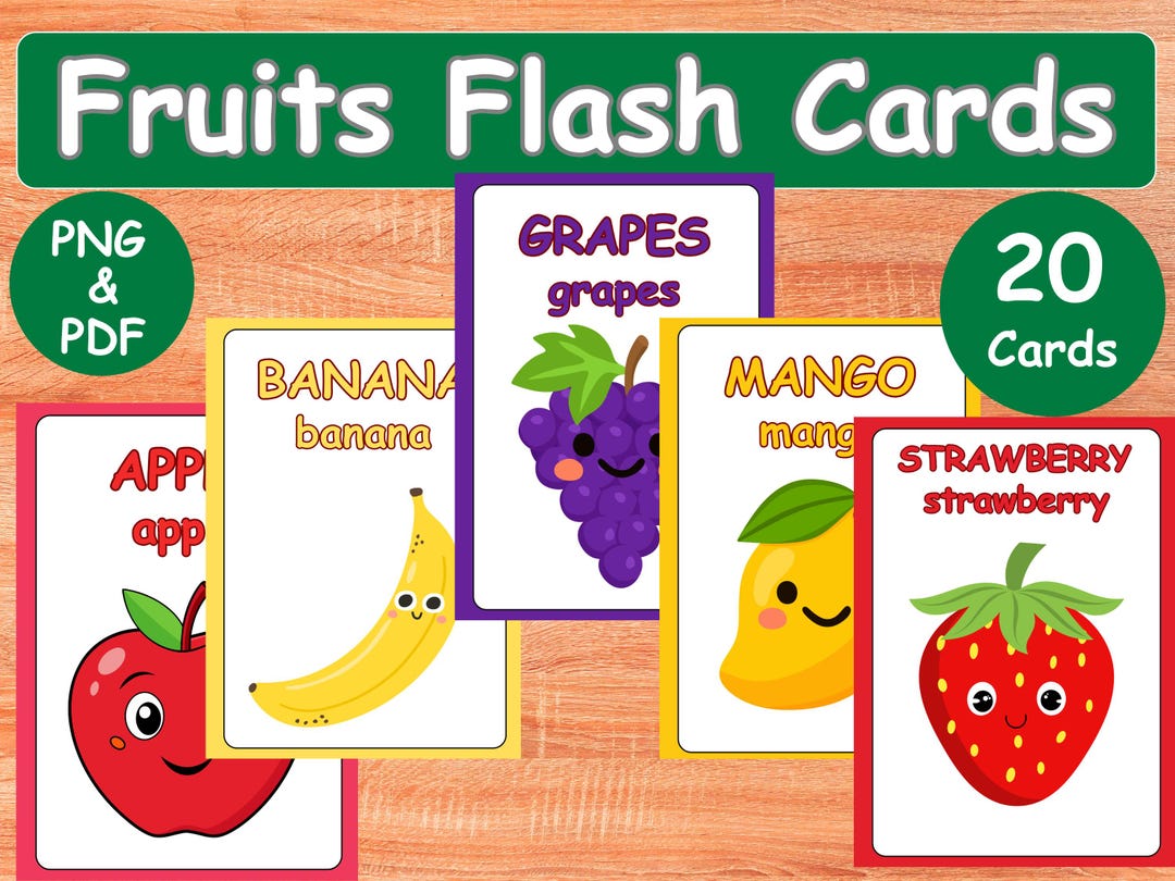 Fruit Flash Cards for Kids Printable, Toddler Preschool Learning ...