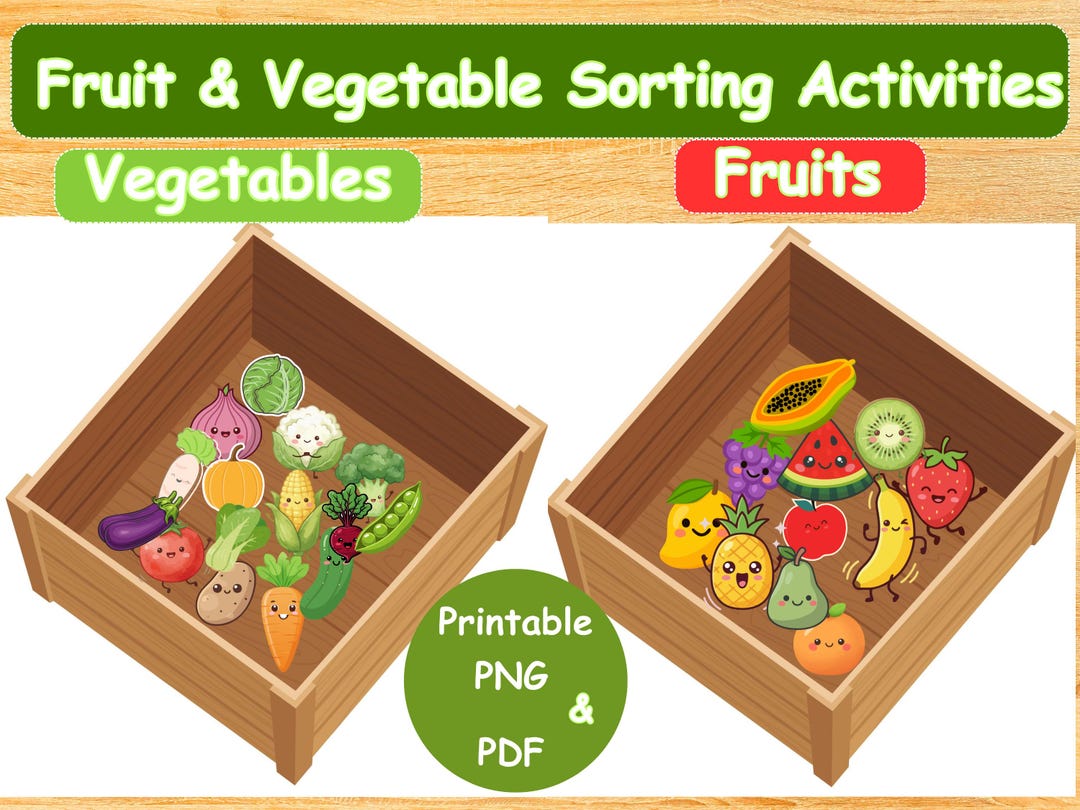 Fruit and Vegetable Sorting Printables, Montessori Toddler Activity ...