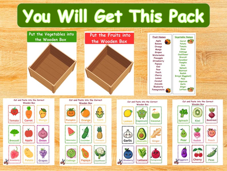 Fruit and Vegetable Sorting Printables, Montessori Toddler Activity ...