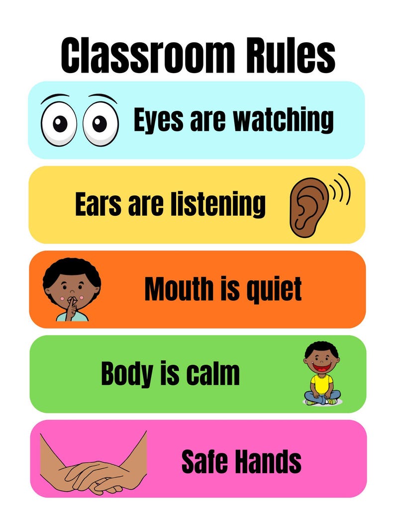 Classroom Rules Posters : (10 Individual Visuals, 1 Rule Poster ) ASD ...