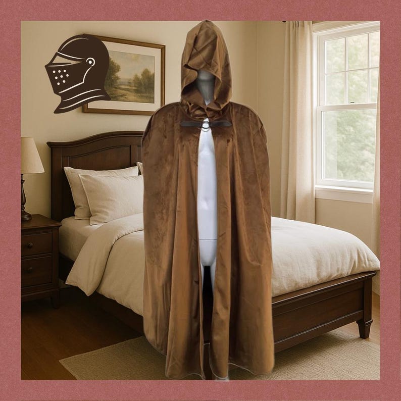 Hooded Medieval Cloak Cape, Renaissance Fair Gothic Witch Costume ...