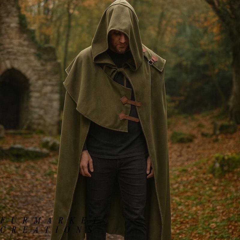Mens Wool and Leather Cloak - Etsy