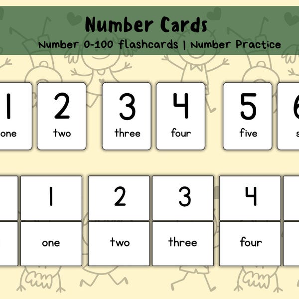 Number Flash Cards - Etsy