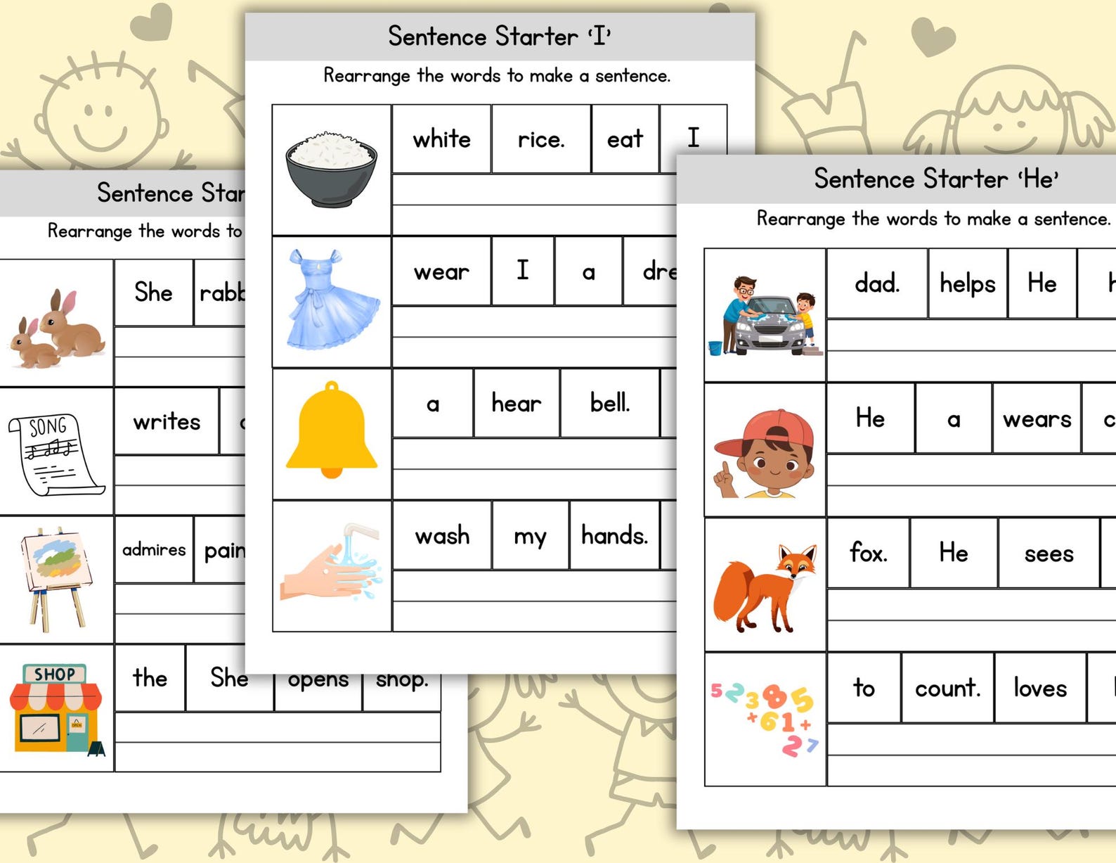 Build a Sentence Worksheets for Kids | Printable Sentence Writing ...