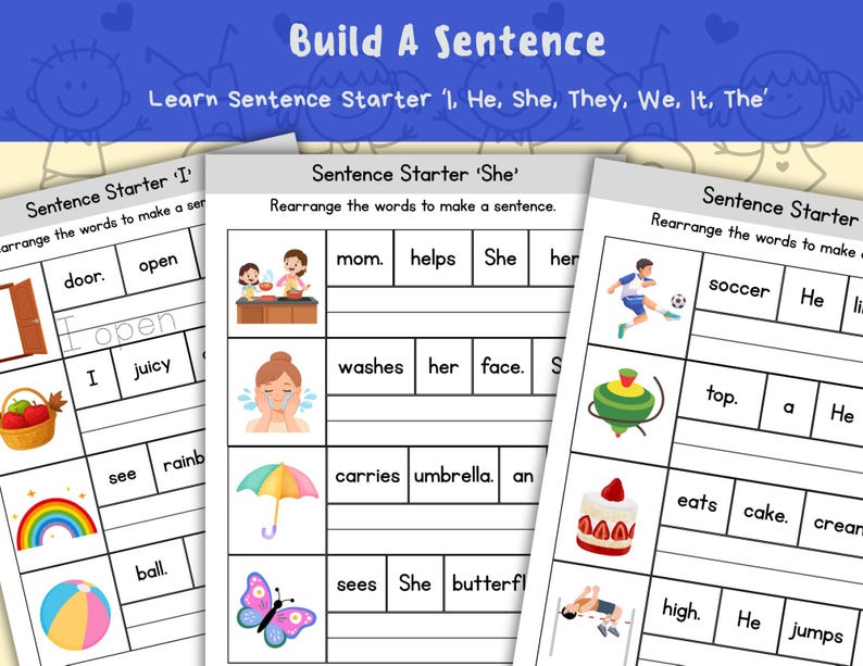 Build a Sentence Worksheets for Kids | Printable Sentence Writing ...