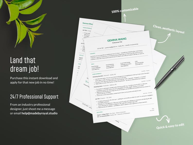 ATS Resume Template for Professionals | Word & Google Docs | Instant ...
