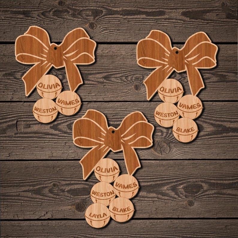 Family Christmas Bells Names Sign, Custom Bells Name Ornament ...
