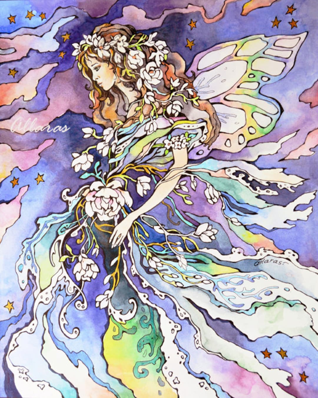 Spring Fairy Print From Original Watercolor Illustration. Nursery Decor ...