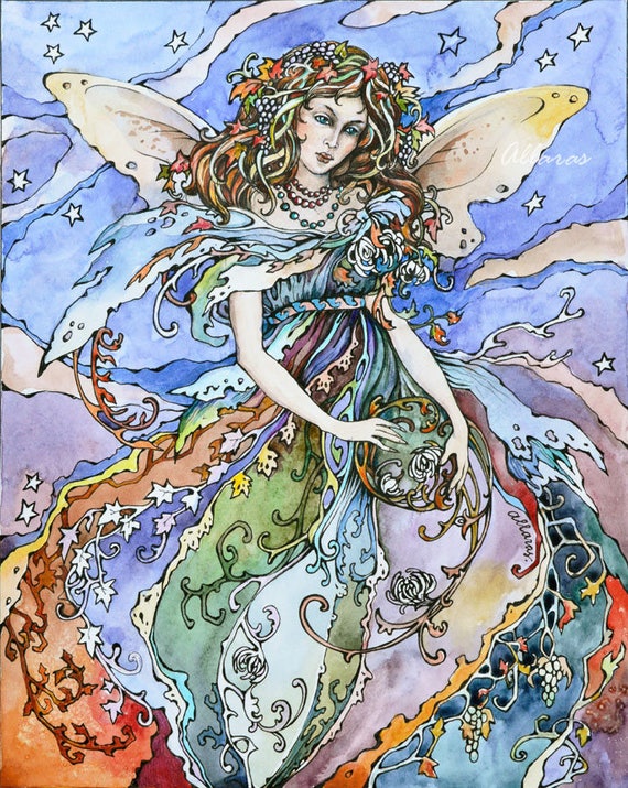 Autumn Fairy Art Print From Original Watercolor Illustration. - Etsy