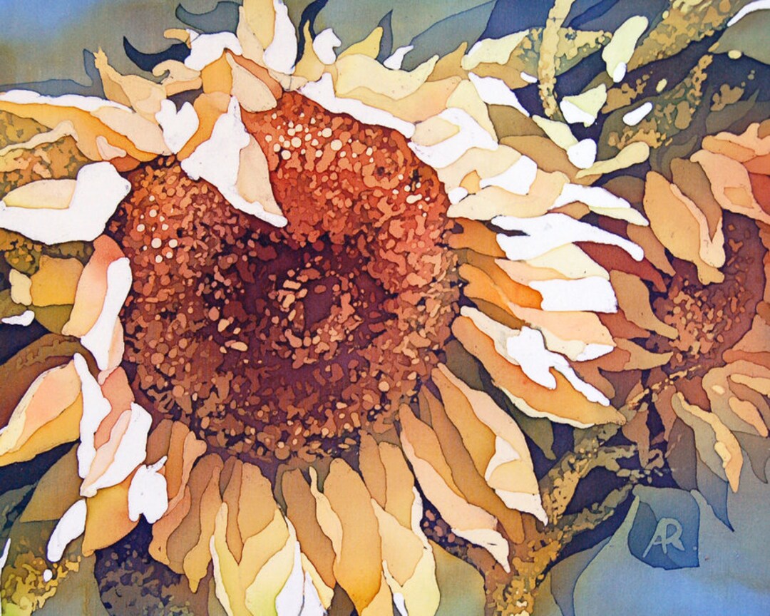 Sunflower Art Print From Original Painting on Silk. Sunflower Print ...
