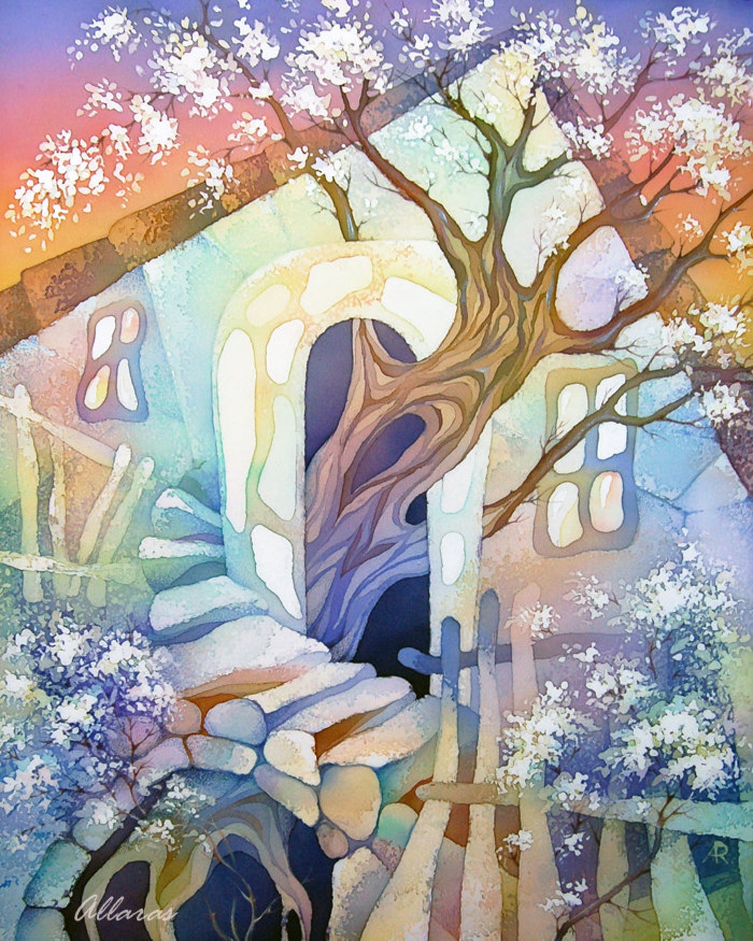 Blossom Tree Print. Spring Decor. Old Town Print. Tree Print From ...