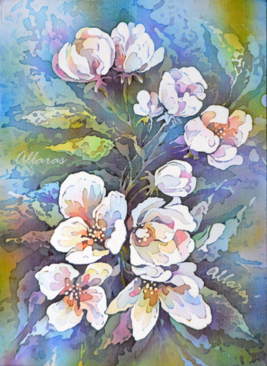 Cherry Blossom Tree Picture. Spring Flowers - 3. Painting on Silk ...