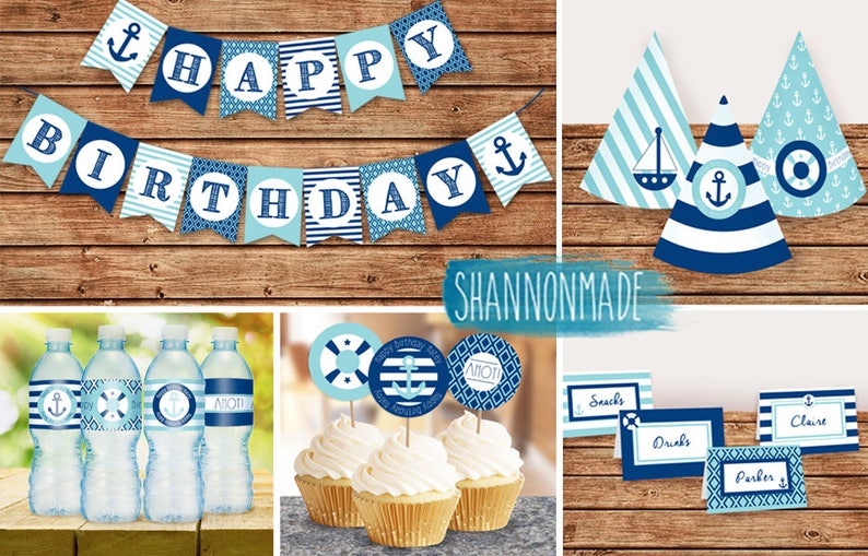 Happy Birthday Nautical Party Bundle Decor Set - Etsy