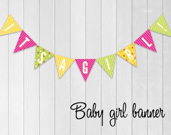IT'S A GIRL Baby Shower Banner Printable Baby Girl - Etsy
