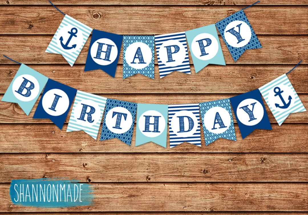 Happy Birthday Nautical Banner - Etsy