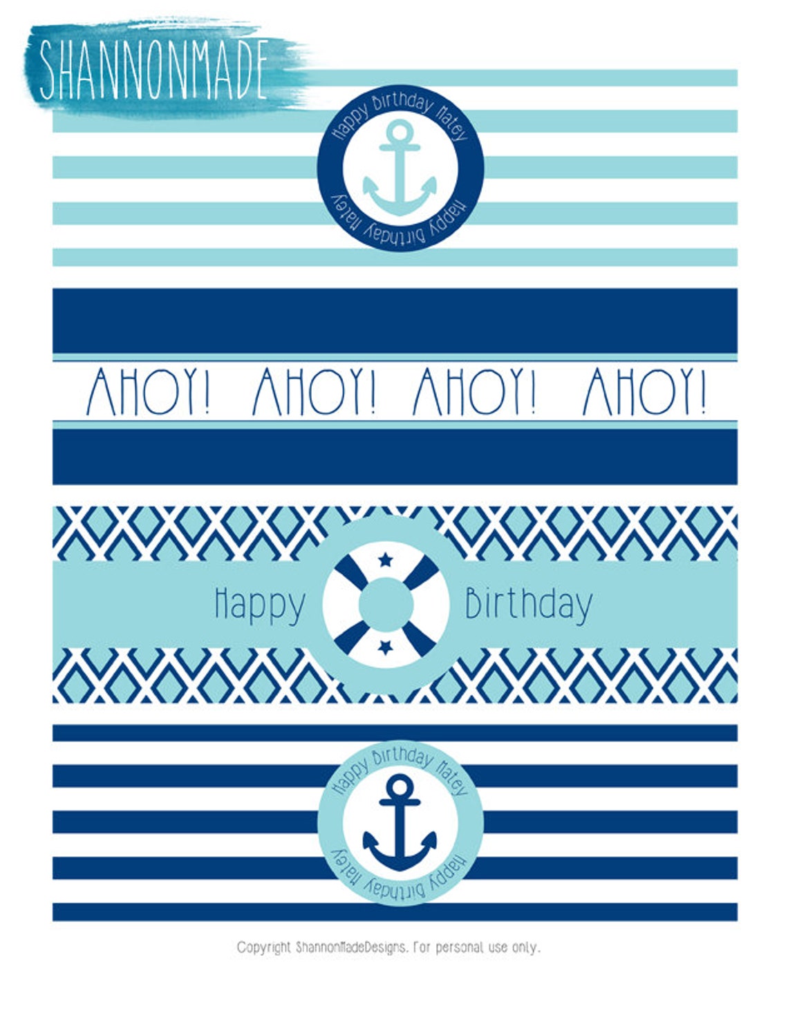 Happy Birthday Nautical Party Bundle Decor Set - Etsy