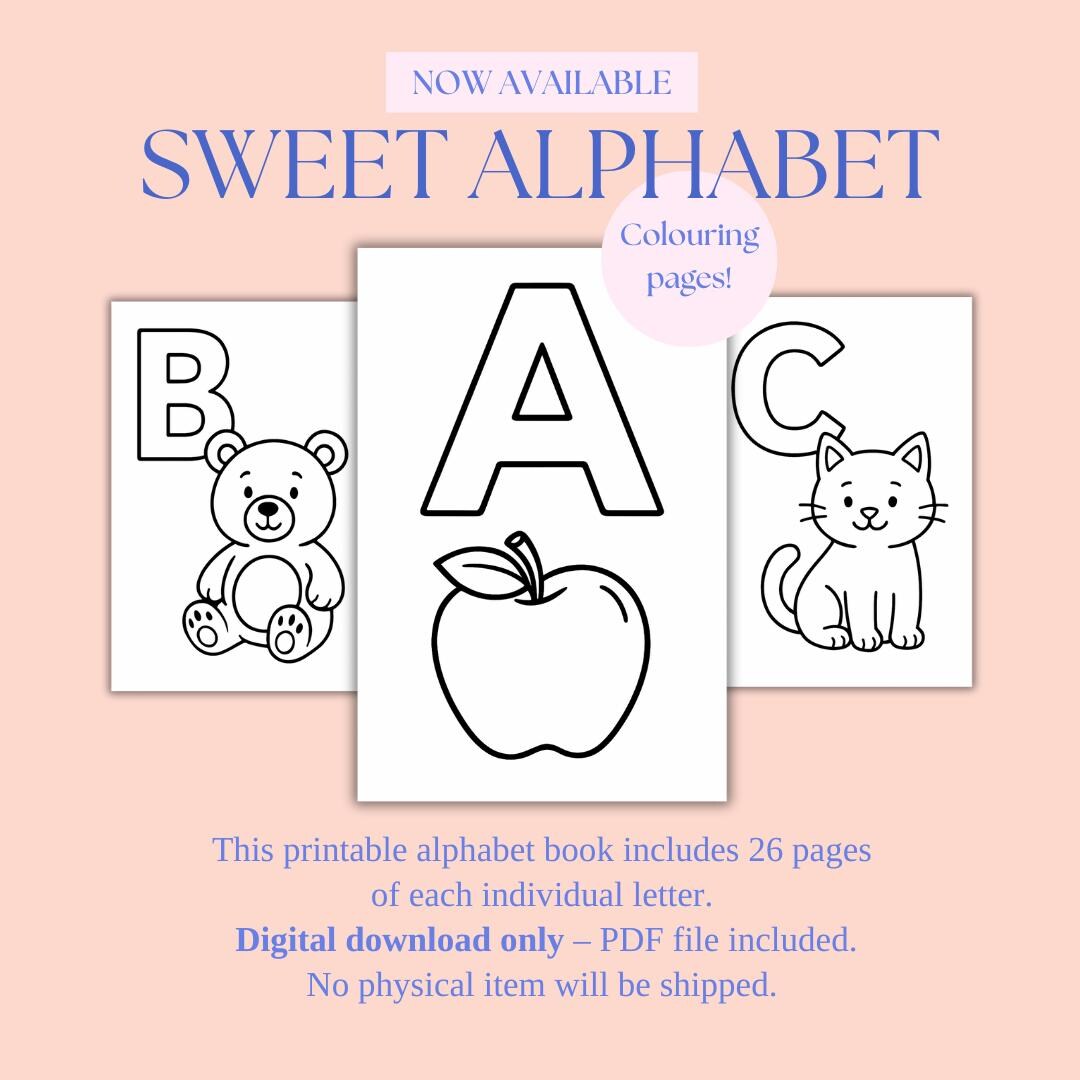 A–Z Alphabet Colouring Book for Kids - 26 Pages - Etsy