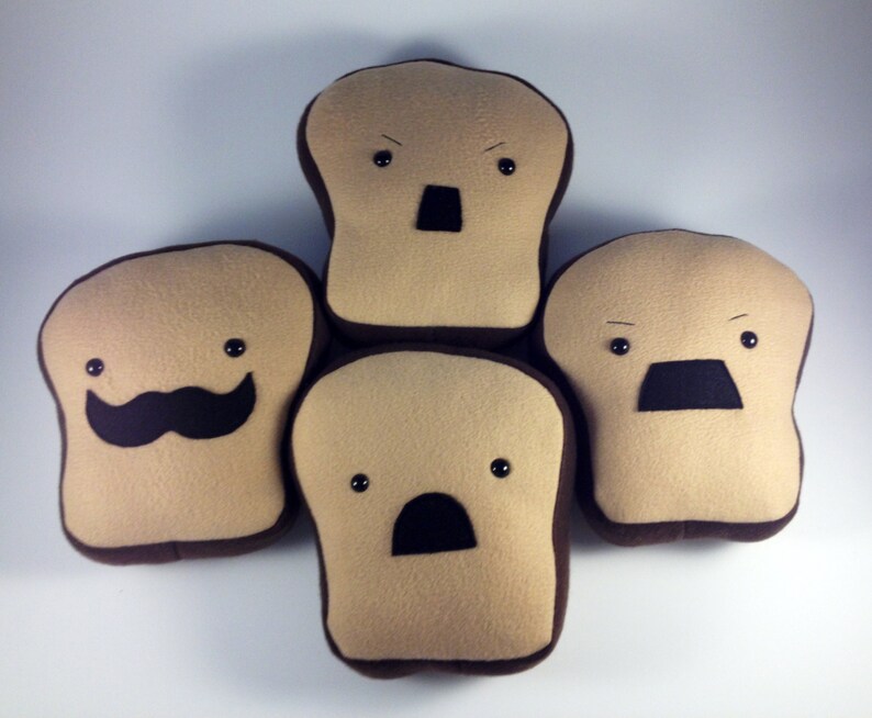 Toast Plush Breakfast Plush Bread and Butter Happy Mustache - Etsy