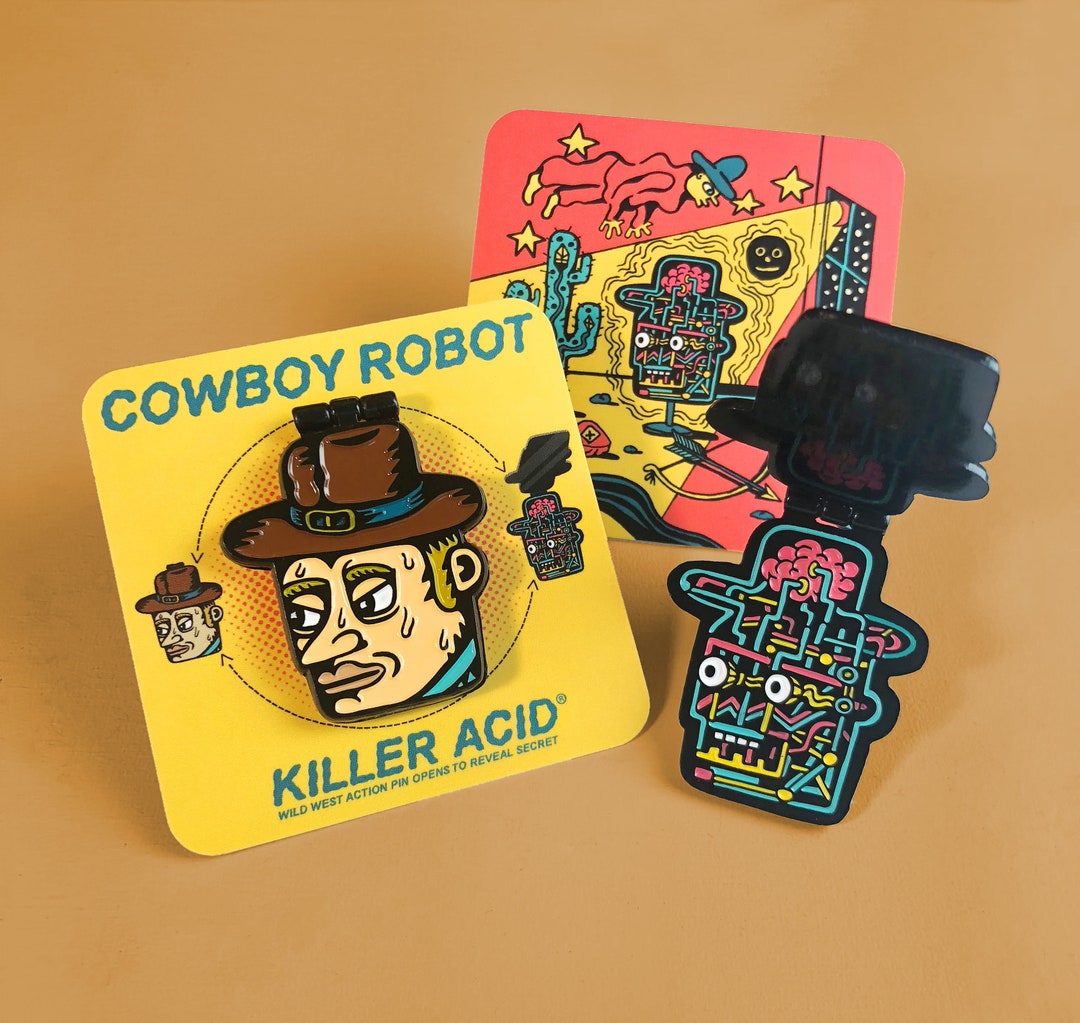 Cowboy Robot Enamel Pin - Etsy