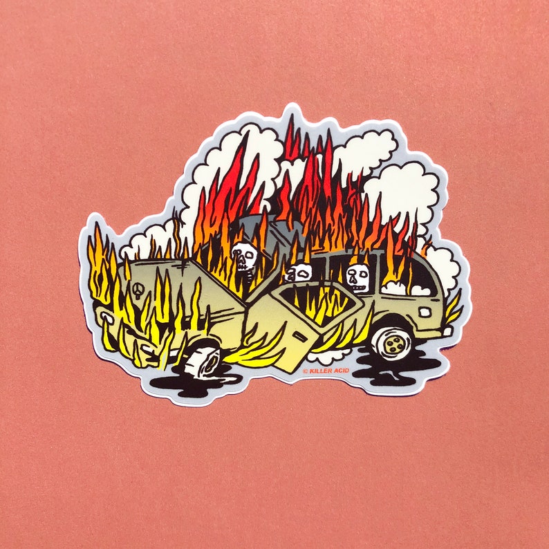 S.U.V. on Fire Sticker - Etsy